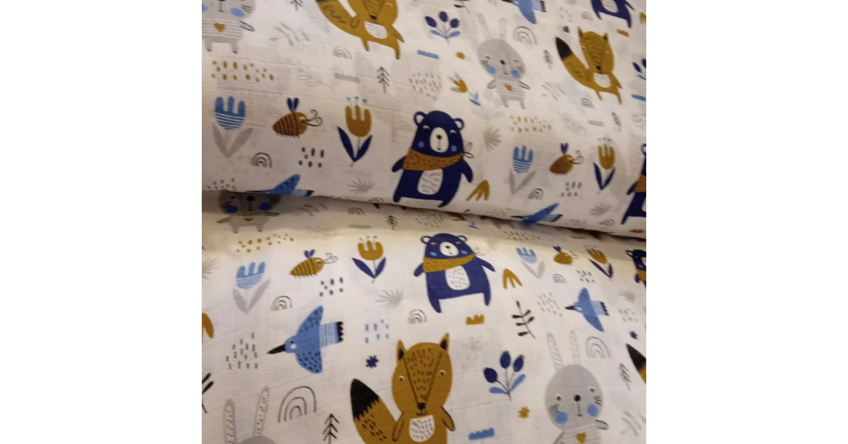 Mintás pelenka anyag, erdei állatok | Csipke Csodái méteráru webáruház